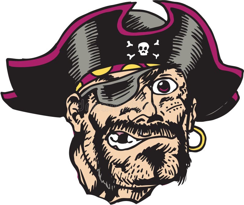 Pirate Head Vector Illustration Stock Vector - Illustration of patch ...