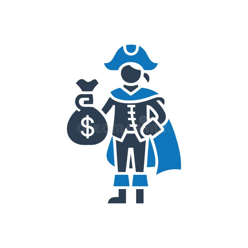 Pirate Holding Money Icon stock vector. Illustration of vector - 373775273