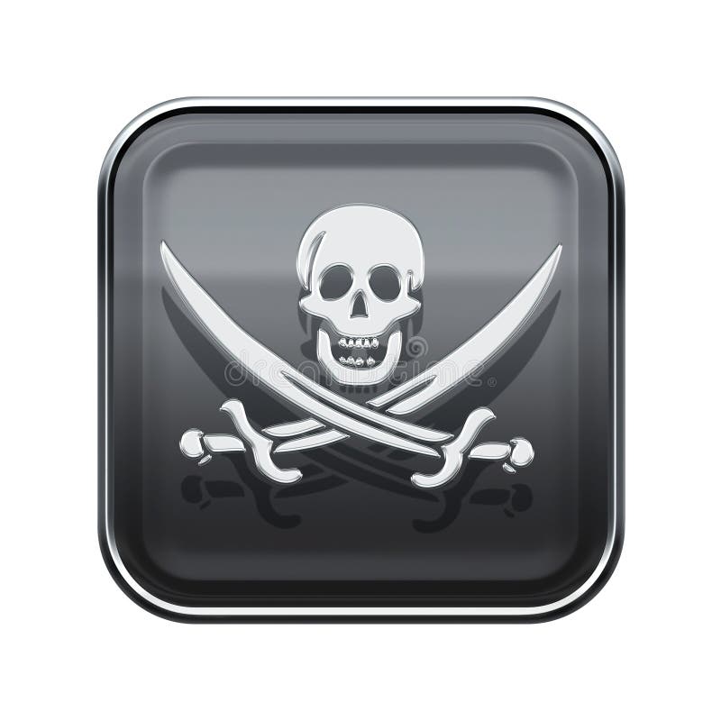 Pirate Icon Glossy Grey, Backround Stock Illustration - Illustration of ...