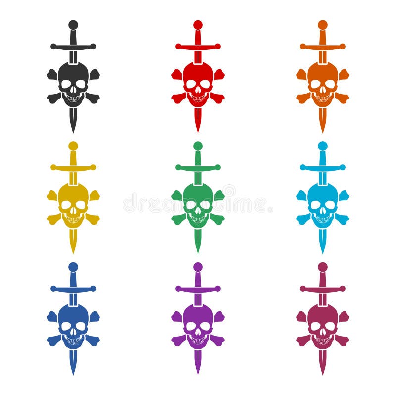 Pirate Icon, Logo, Symbol Isolated on White Background Color Set Stock ...