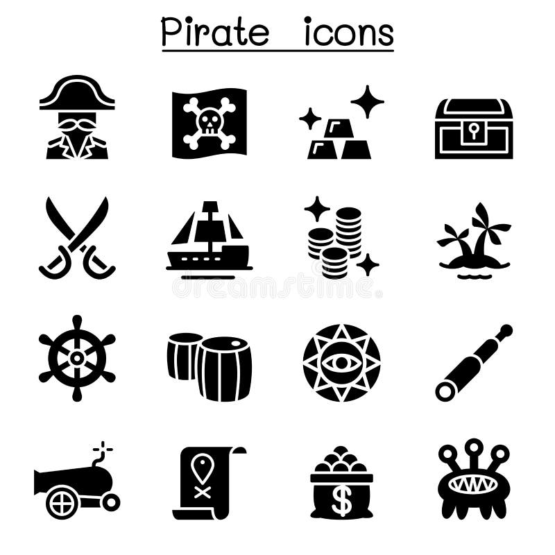 Pirate Icon Set Vector Illustration Stock Vector - Illustration of ...