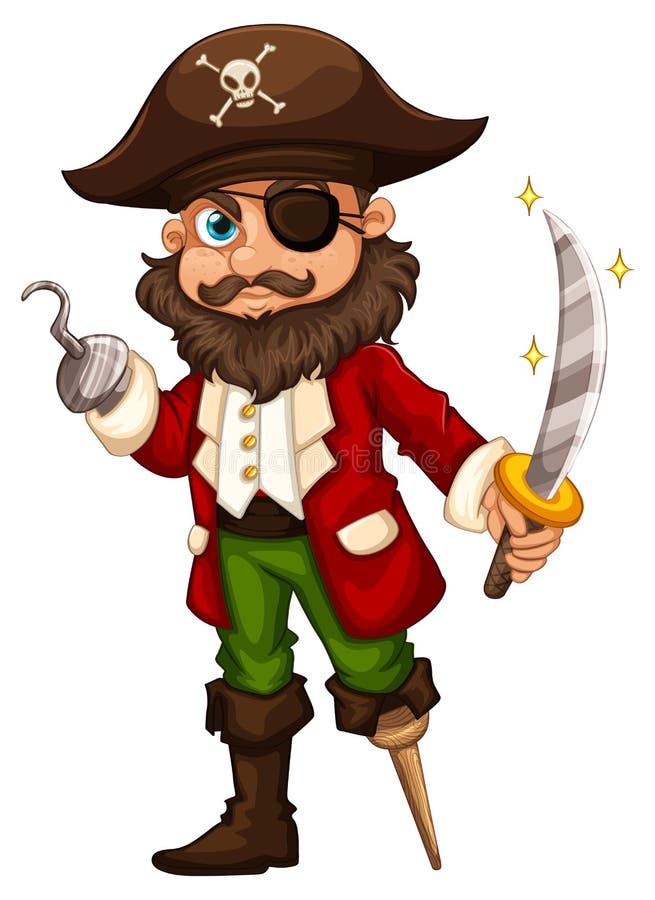 Muscular Pirate, Bearded Filibuster Smoking Pipe, Scary Pirates Flat ...