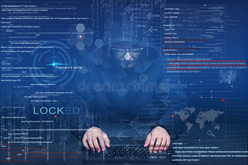 Pirate Informatique Au Travail Image stock - Image du binaire, autour ...