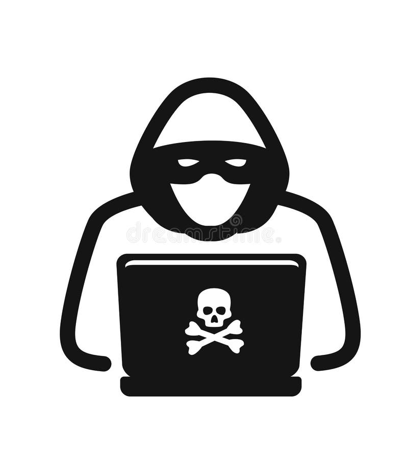 Pirate Informatique Sur L'icône D'ordinateur Portable, Signe Criminel ...