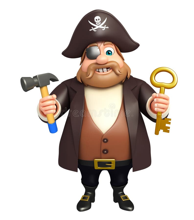 Pirate with Hammer stock illustration. Illustration of cartoon - 77470538