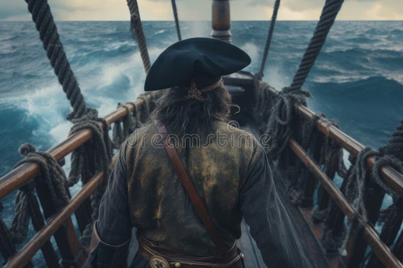 Pirate Man Aboard Pirate Ship. Generate Ai Stock Illustration ...