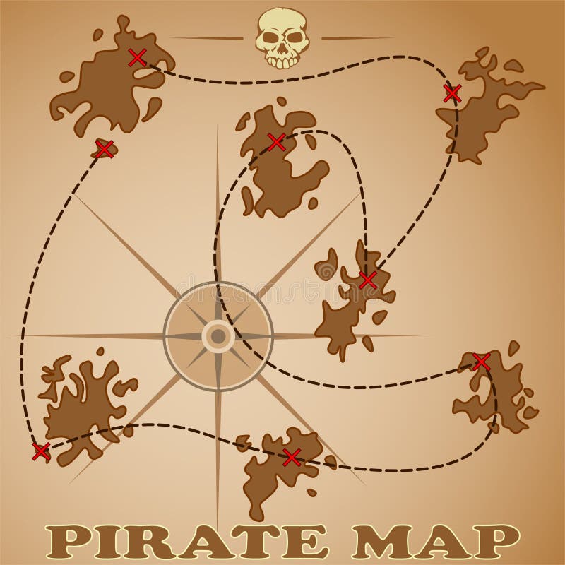 Pirate map stock vector. Illustration of ancient, nautical - 67162330