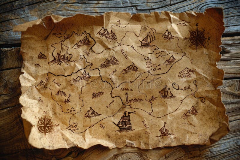 Pirate Map stock image. Image of mysterious, civilization - 384088805