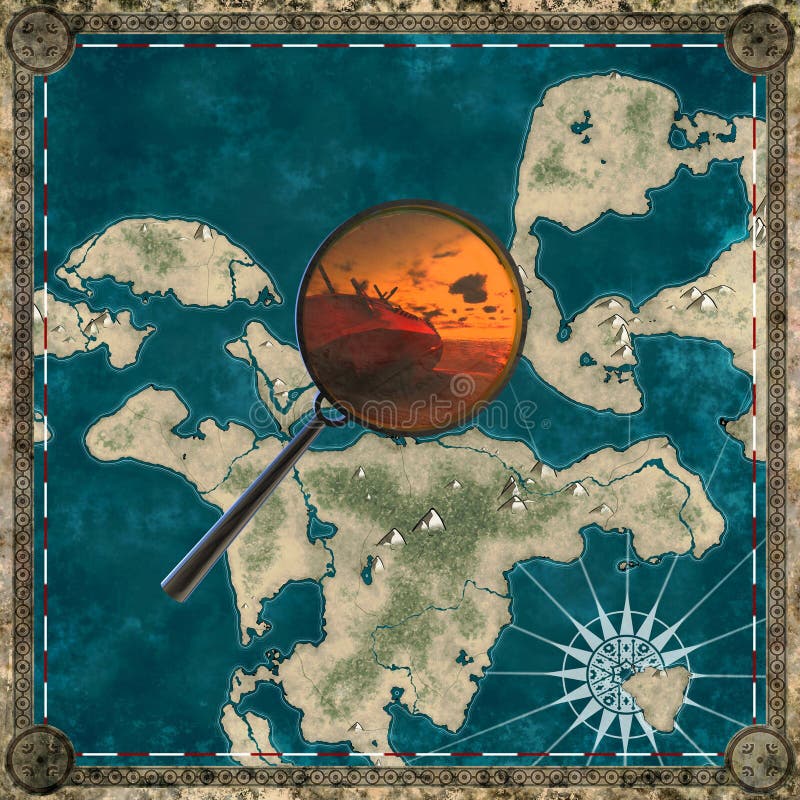 Map of unknown land 1 stock illustration. Illustration of parchment ...