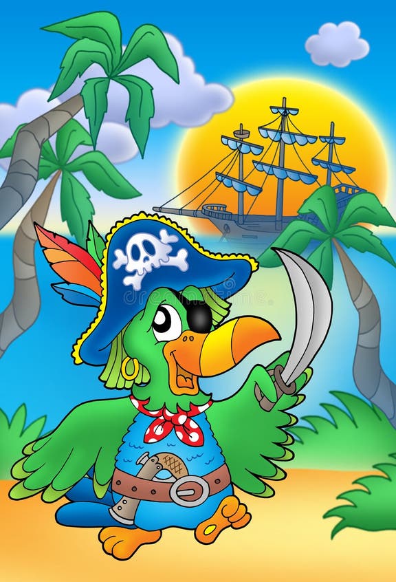 Pirate Man Parrot Drawing Stock Illustrations – 266 Pirate Man Parrot ...
