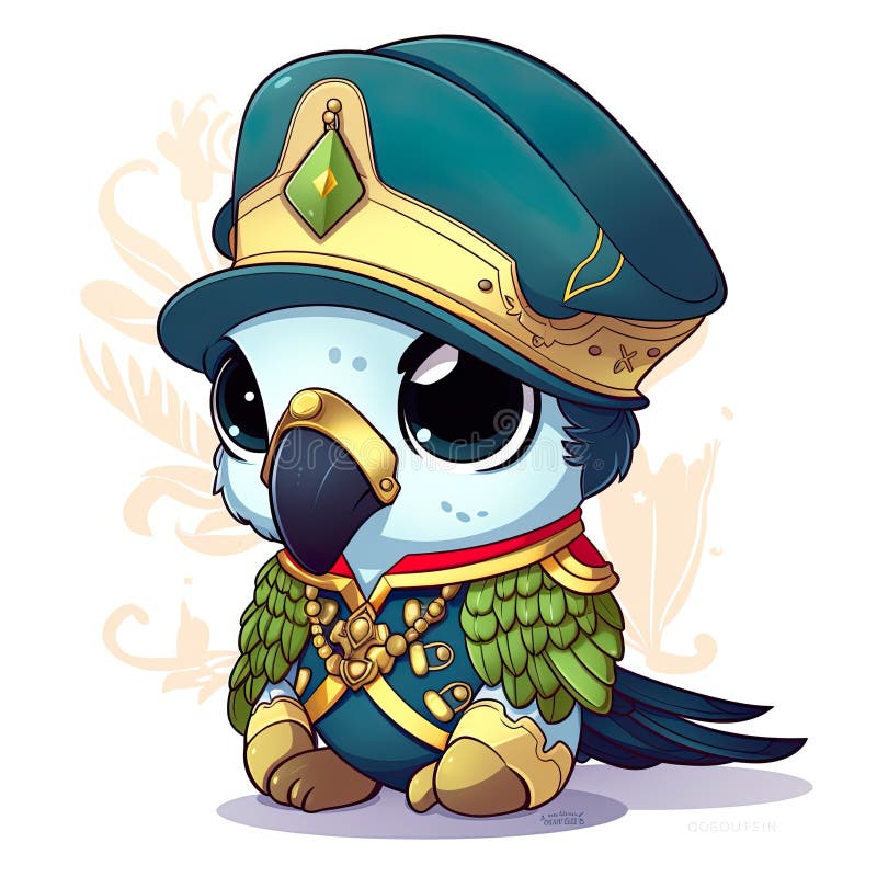 Pirate Parrot, Cartoon Chibi Style, AI Generative Stock Illustration ...