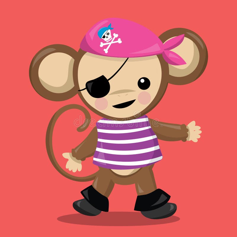 Pirate Pink Monkey One Eye 01 Stock Vector - Illustration of pirate ...