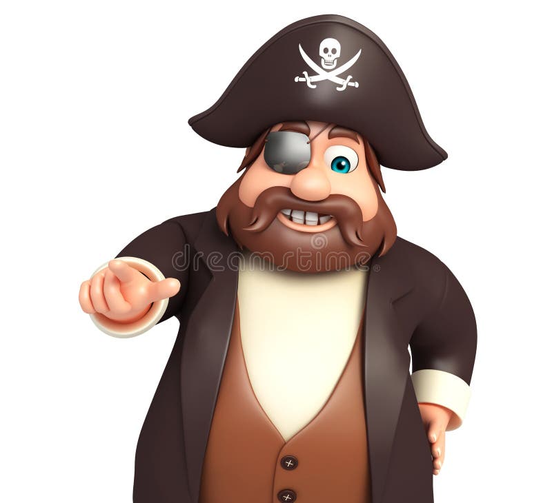 Pirate with Pointing pose stock illustration. Illustration of captain ...