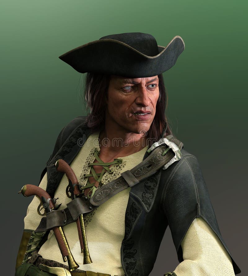 Pirate Portrait stock illustration. Illustration of caribbean - 226555107