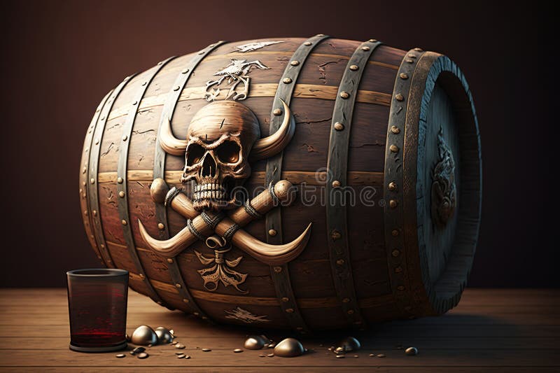 Pirate Rum Barrel. Generative AI. Stock Illustration - Illustration of ...