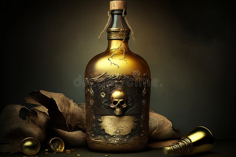 Pirate Rum Bottle. Generative AI. Stock Illustration - Illustration of ...