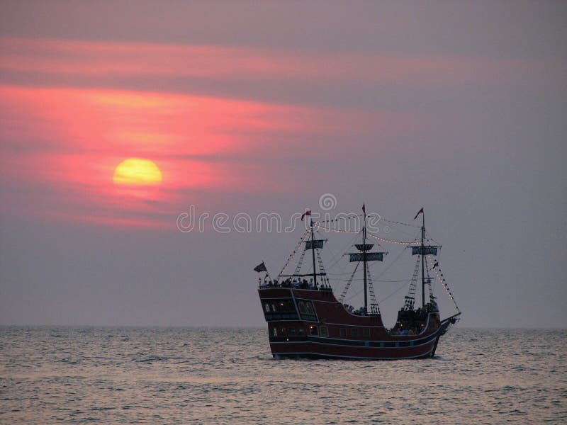Pirate s Sunset stock photo. Image of sailing, pirate - 3503872