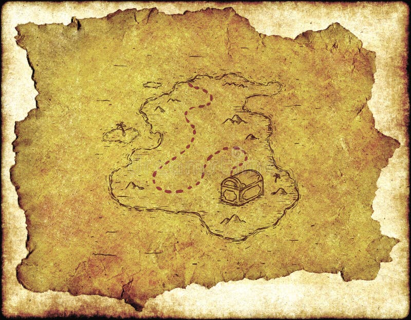 Pirate`s Treasure Map on Parchment Stock Illustration - Illustration of ...