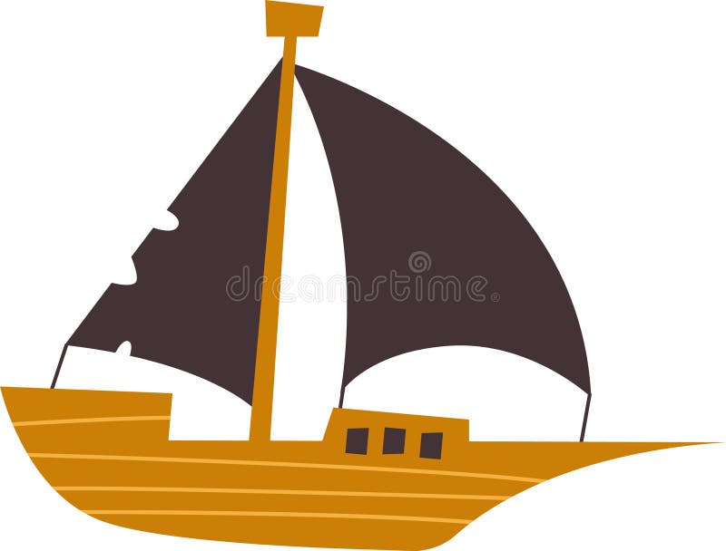 Pirate Sailing Ship with Square Rigged Masts Navigating upon Water ...