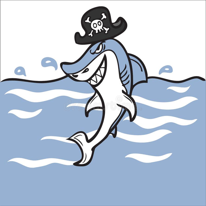 Pirate shark in sea stock illustration. Illustration of underwater ...