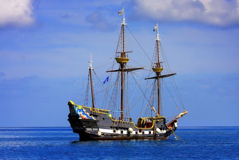 Pirate ship stock image. Image of brigantine, blue, marine - 23828509