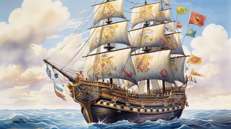 A Pirate Ship with Ahoy, Matey! it S Your Birthday! Stock Illustration ...