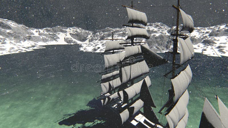 Pirate Ship between the River and a Beautiful Waterfall Stock Video ...