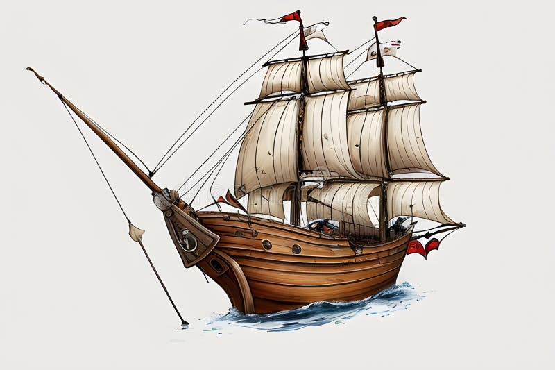 Pirate Ship on the Background for Carving, Clean Design. Stock ...