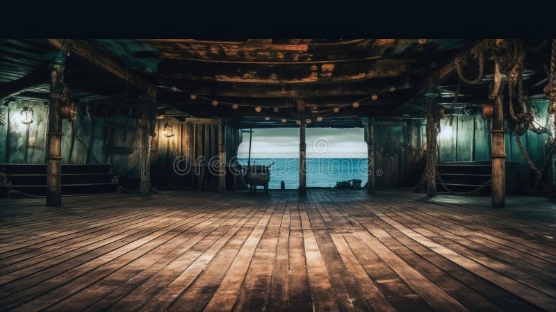 Ghost Pirate Ship Deck Background