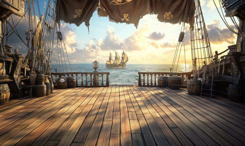 Ghost Pirate Ship Deck Background