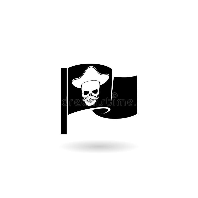 Pirate Ship Flag Icon with Shadow Stock Vector - Illustration of ...
