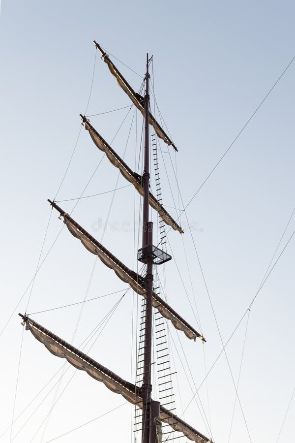 Pirate Ship Mast on Blue Sky Background Stock Image - Image of ...