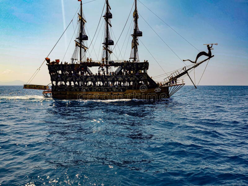 The Pirate Ship on the Mediterranean Sea Stock Image - Image of mast ...