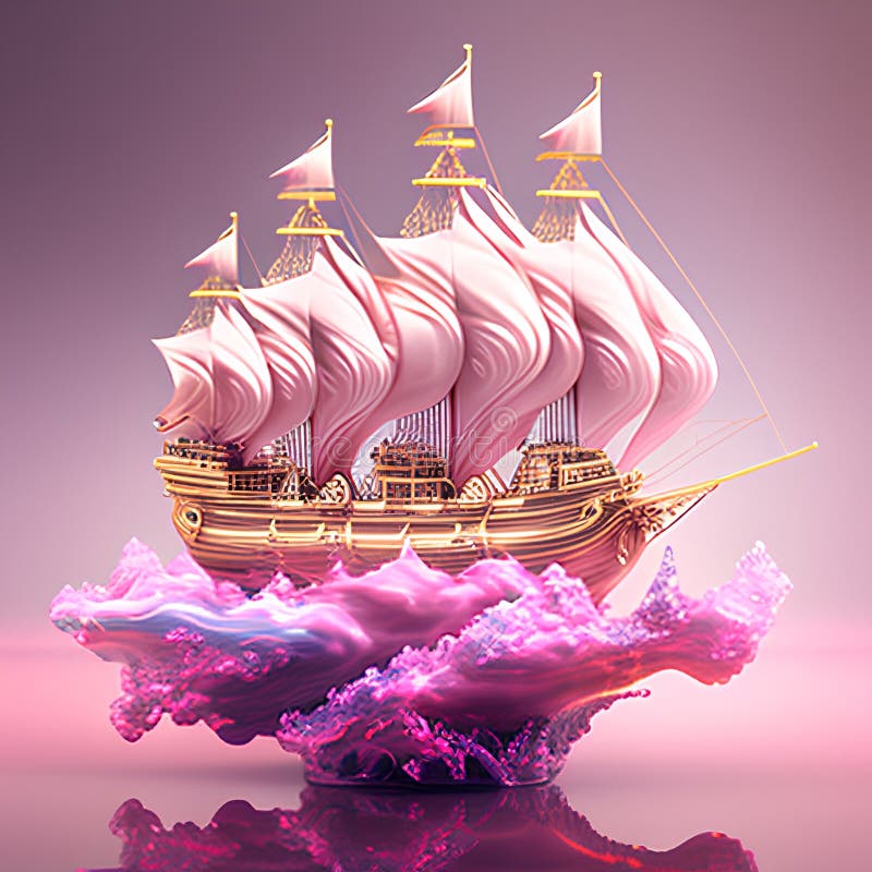 Pirate Ship on the Background of the Night Sky. Vector Illustration ...