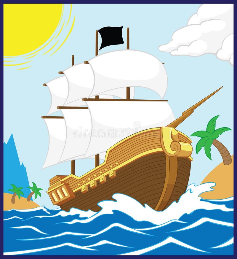 Old ship stock vector. Illustration of ocean, sail, keel - 13570948