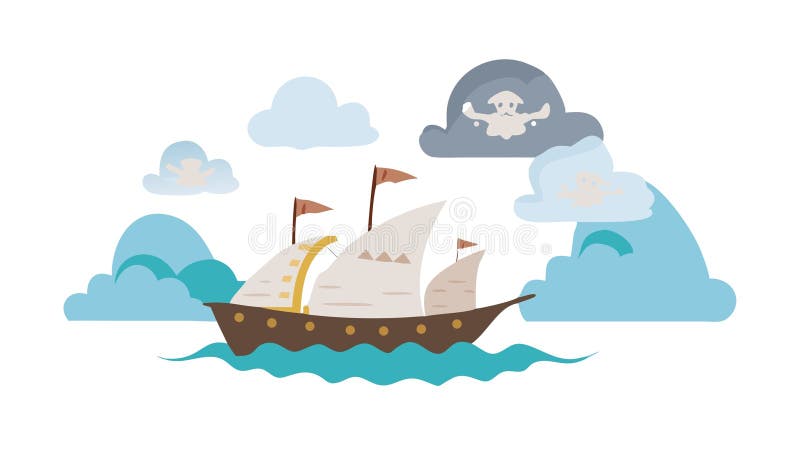 Pirate Ship in Storm: Adventure, Danger History, Vector Design ...