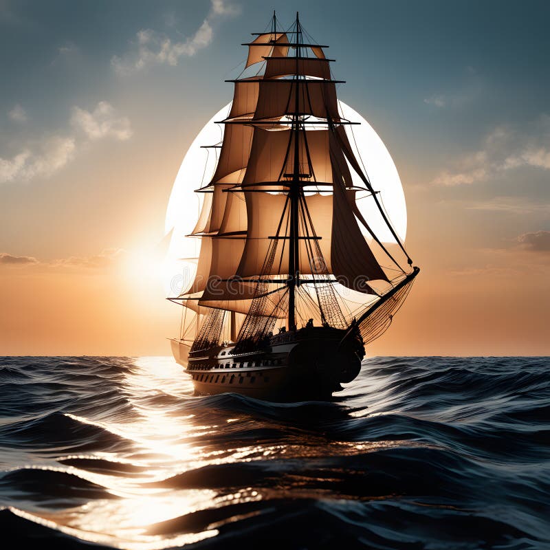 Pirate ships, AI-Generatet stock illustration. Illustration of prat ...