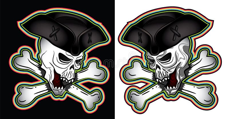 Pirate Shouting Evil Skull with Hat Illustration Stock Illustration ...