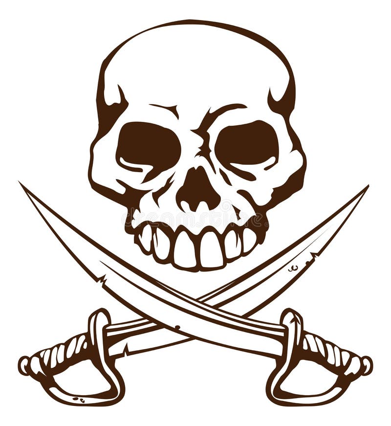 Pirate Skull and Crossed Swords Symbol Stock Vector - Illustration of ...