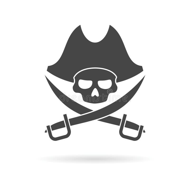 Pirate Skull Icons Set with Long Shadow Stock Vector - Illustration of ...