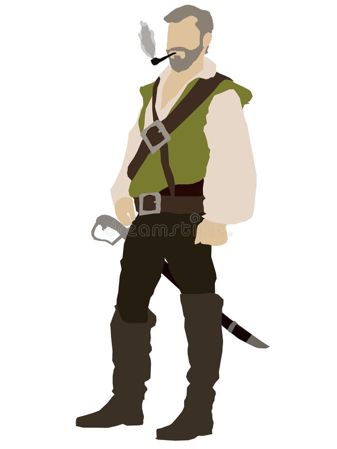 Pirate smoking a pipe stock illustration. Illustration of sword - 48440933