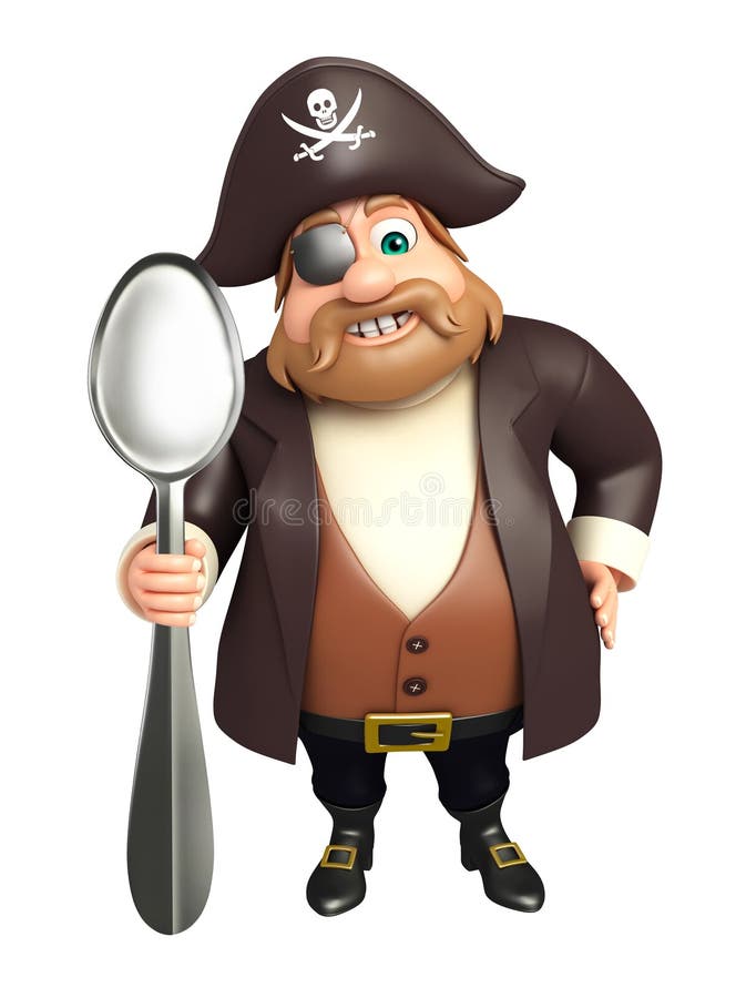 Pirate with Spoon stock illustration. Illustration of hook - 77535668