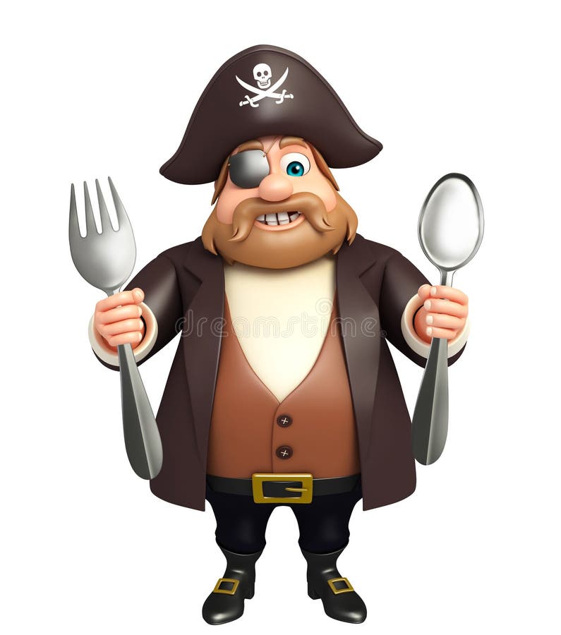 Pirate with Spoon stock illustration. Illustration of tropical - 77537314