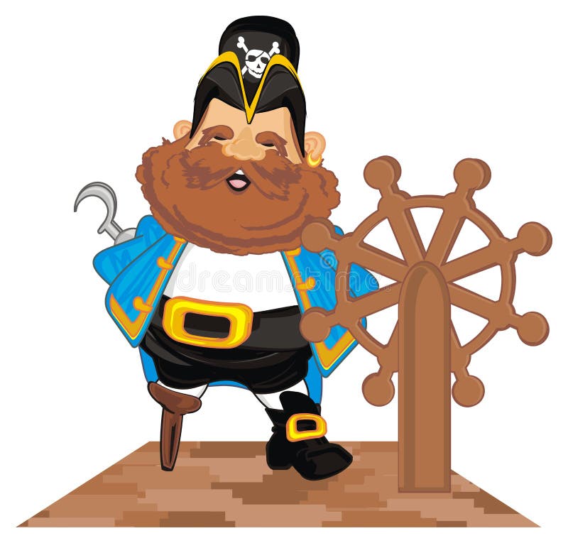 Pirate Stand on Deck of Ship Stock Illustration - Illustration of ...