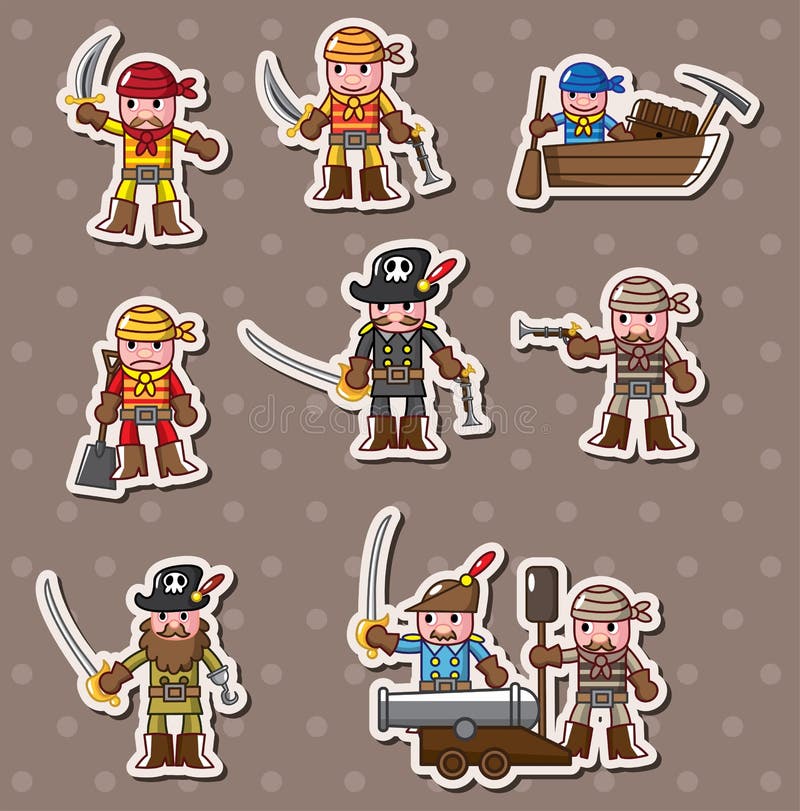 Pirate stickers stock vector. Illustration of object - 25511240