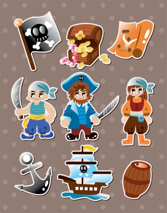 Pirate stickers stock vector. Illustration of design - 26798503
