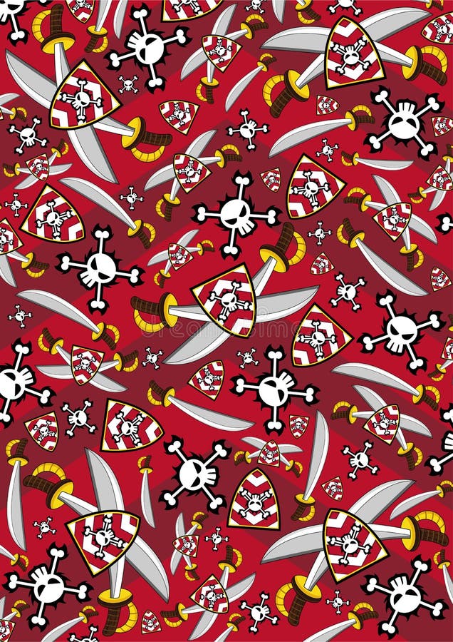 Pirate Sword and Shield Pattern Stock Vector - Illustration of ahoy ...