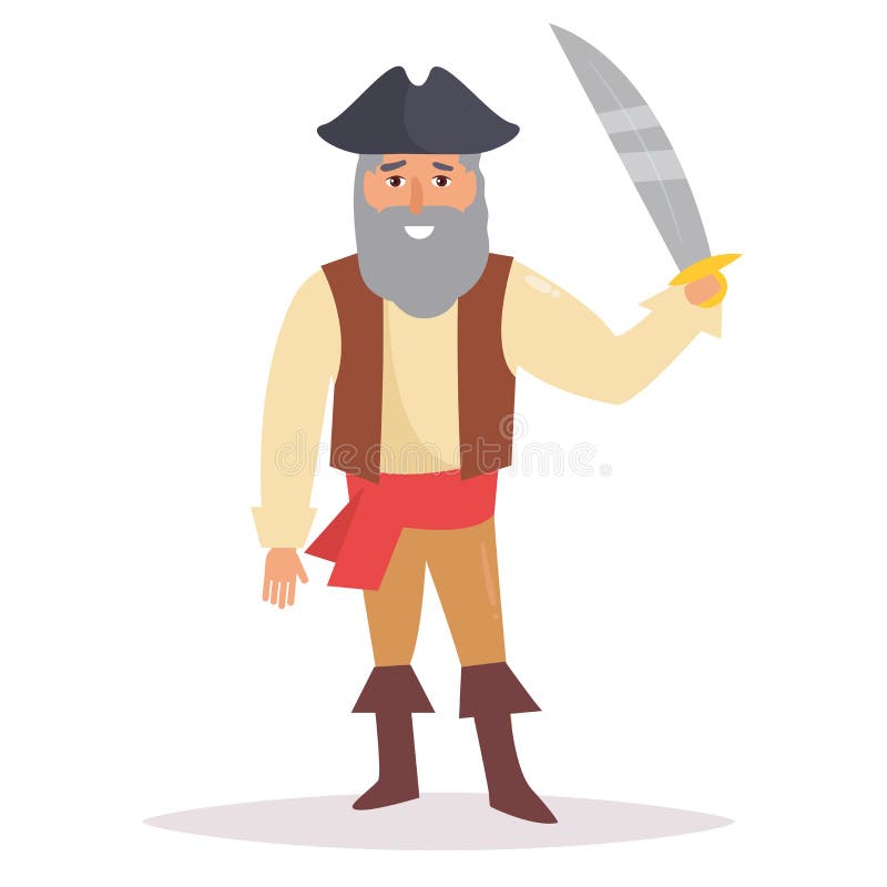 Pirate with Sword. Vector. Cartoon Stock Vector - Illustration of face ...