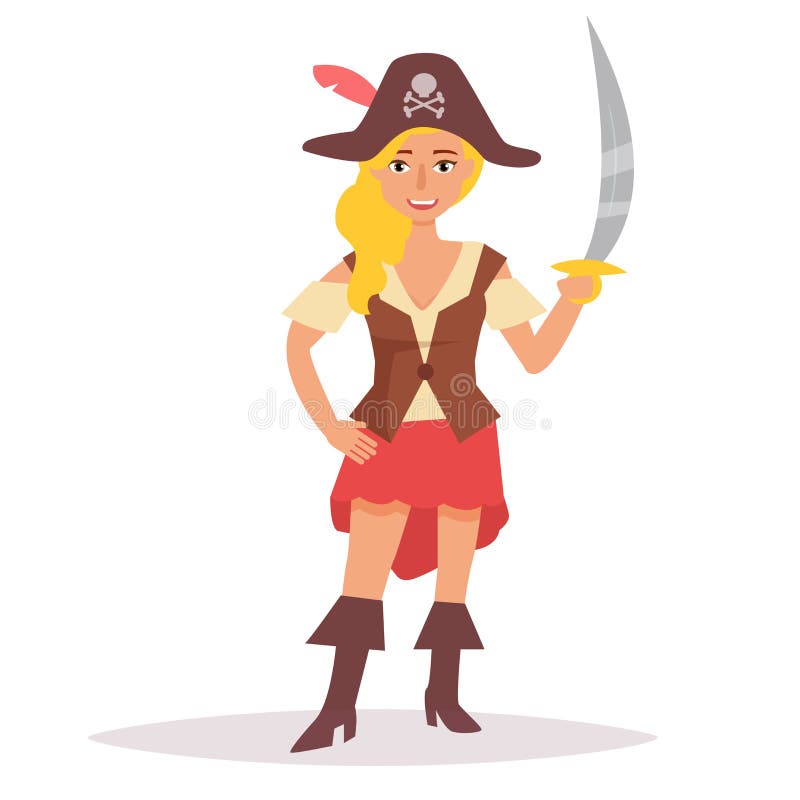 Pirate with Sword. Vector. Cartoon. Stock Vector - Illustration of ...