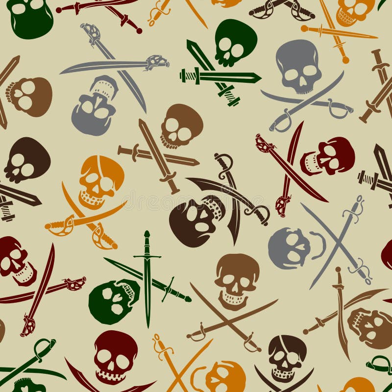Pirate Symbols Seamless Pattern Stock Vector - Illustration of comic ...